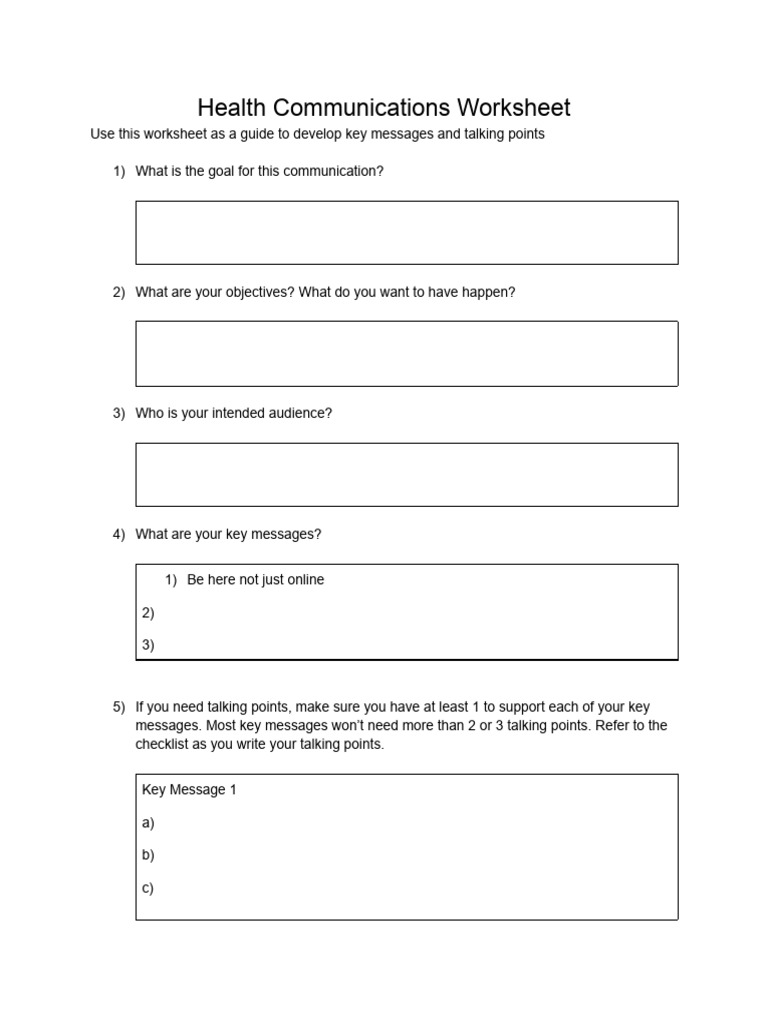 Fernanda Health Communications Worksheet | PDF