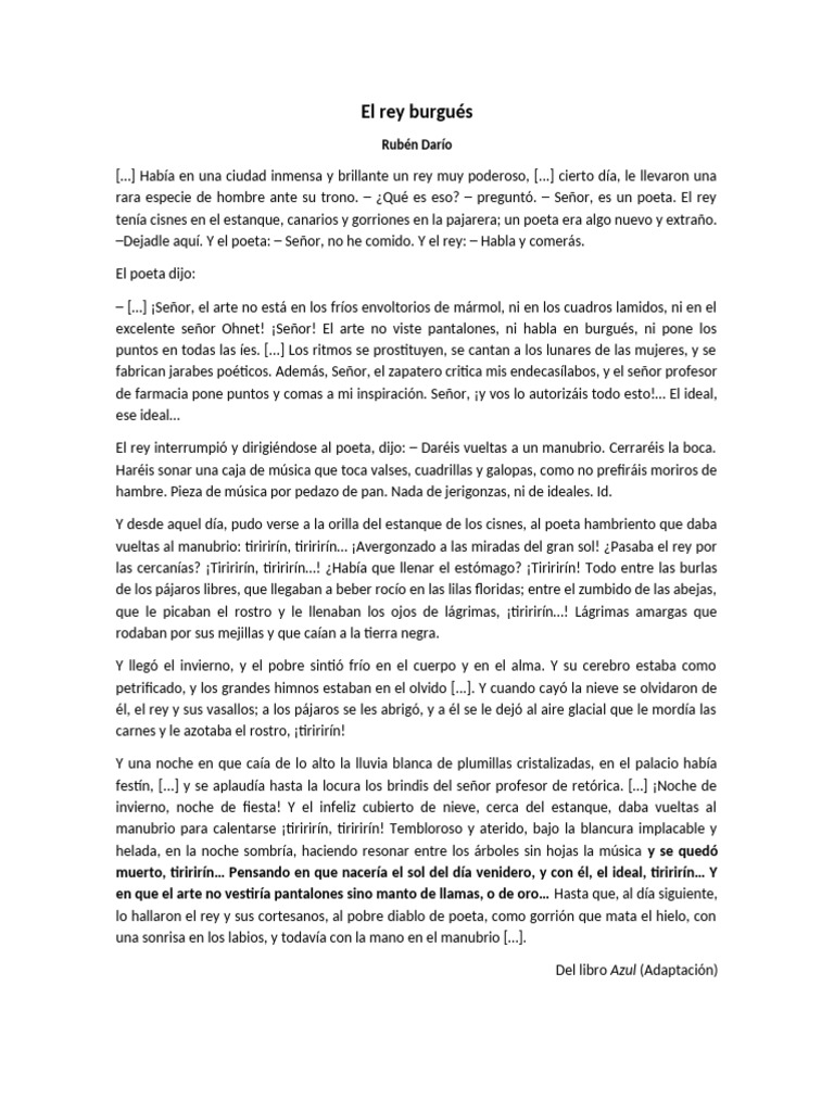 Ejercicio de Aplicación - Modernismo El Rey Burgués | PDF