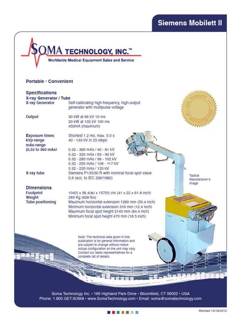 Siemens Mobilett II | PDF | X Ray | Electricity