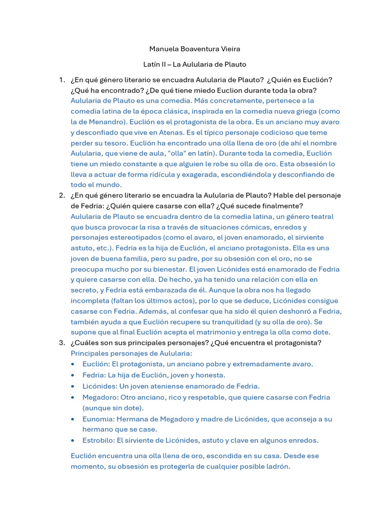 La Aulularia | PDF