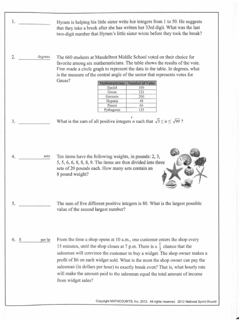 2012national Mathcounts National | PDF | Triangle | Discrete Mathematics