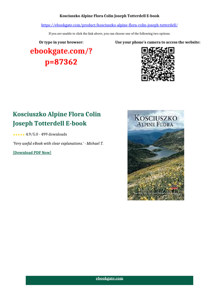 Kosciuszko Alpine Flora Colin Joseph Totterdell ebook testbank ...