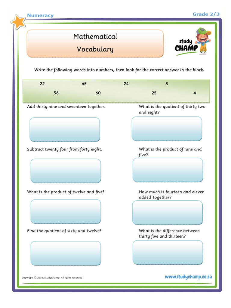 Gr2 3 Mathematical Vocabulary | PDF