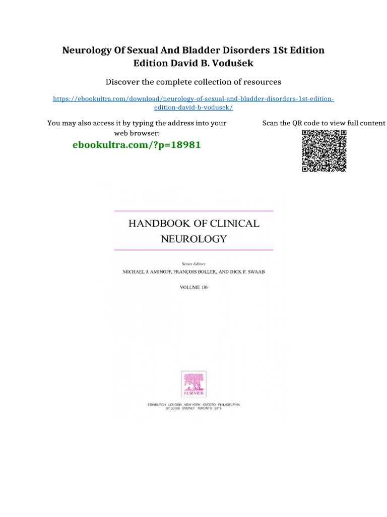 Neurology of Sexual and Bladder Disorders 1st Edition Edition David B ...