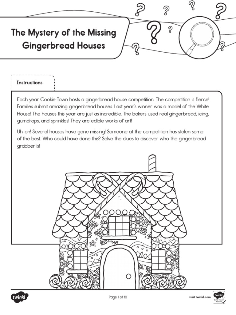 BW US2 M 323 They Mystery of the Missing Gingerbread House Math Game ...