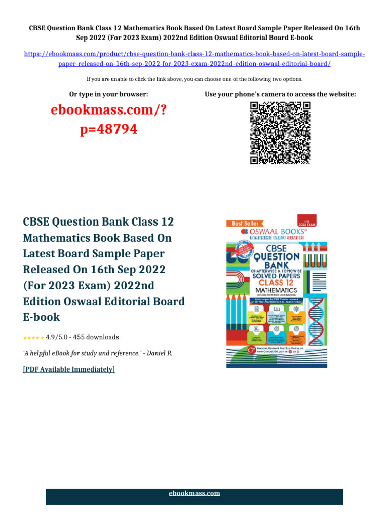 CBSE Question Bank Class 12 Mathematics Book Based On Latest Board ...