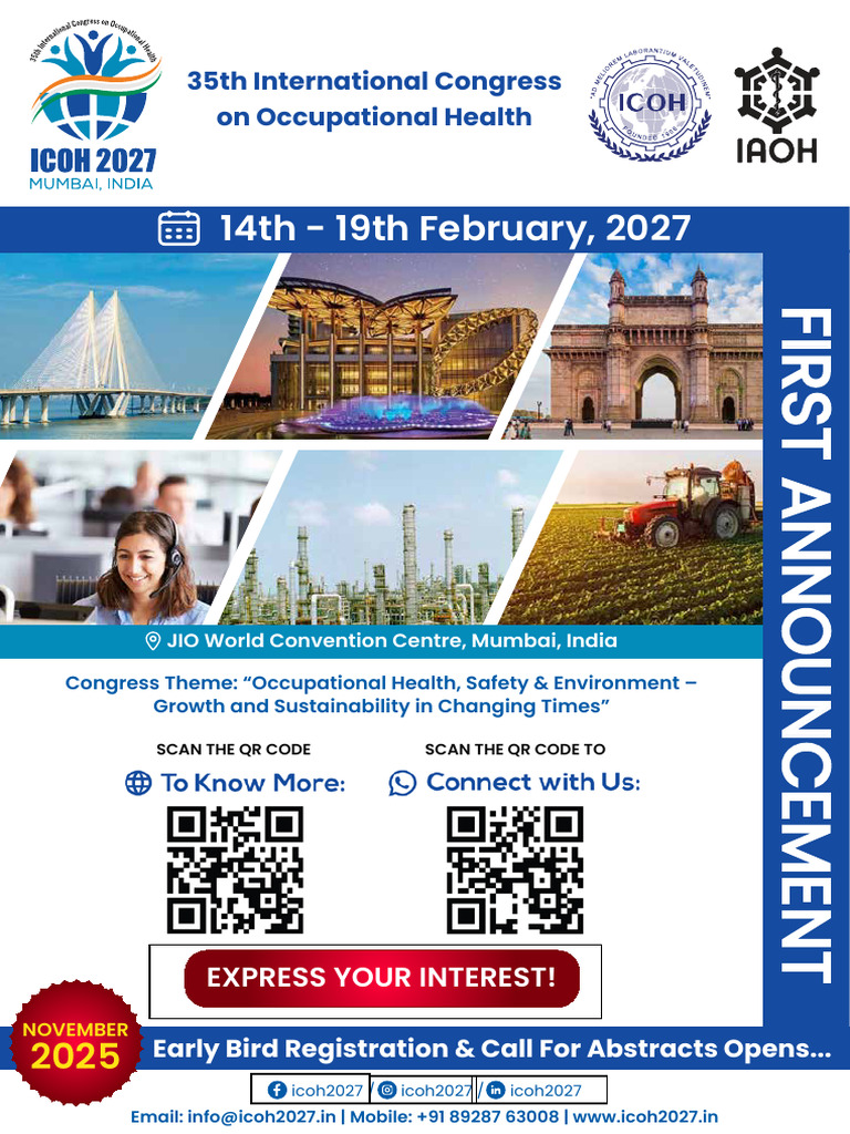 Icoh 2027 First Announcement - Hyperlinked | PDF | Occupational Safety ...