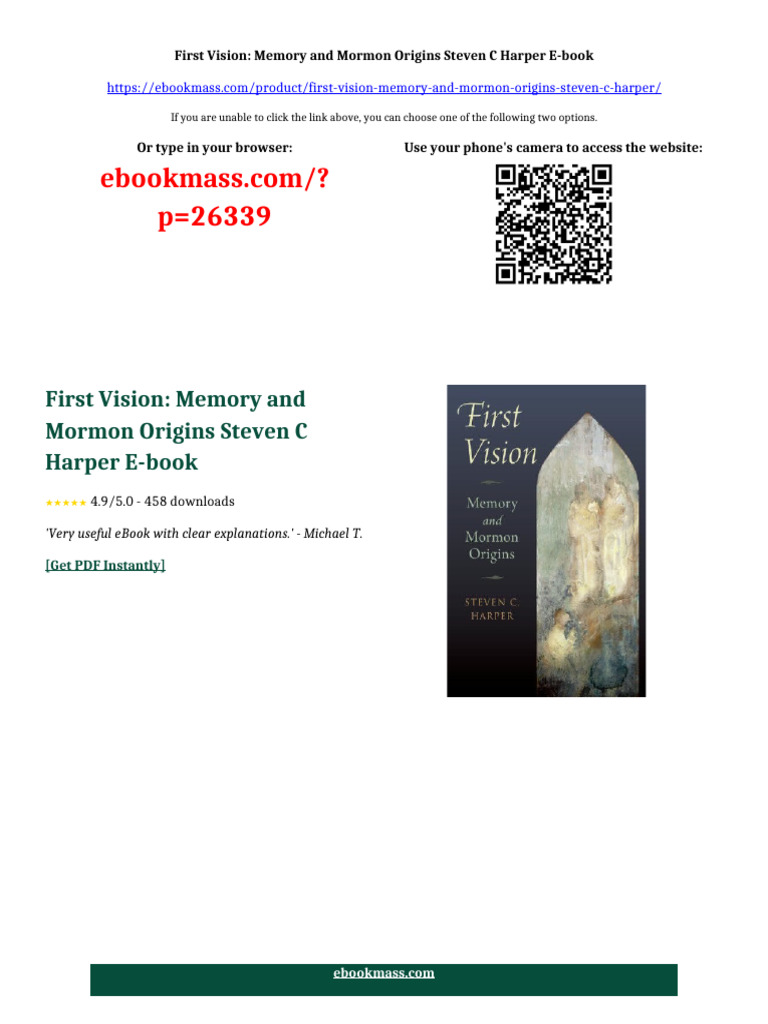 First Vision: Memory and Mormon Origins Steven C Harper Ebook Full ...