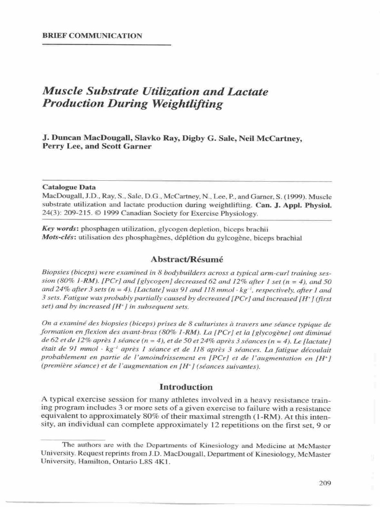 Muscle Substrate Utilization and Lactate Production During ...