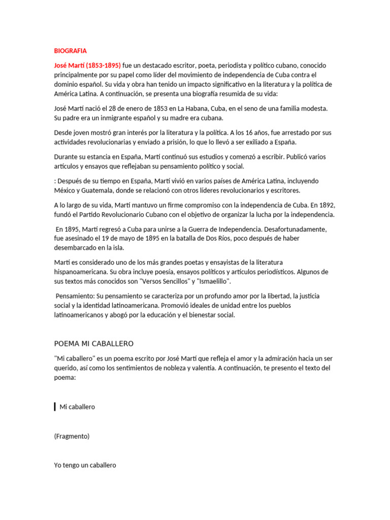 José Martí | PDF | Amor | Cuba