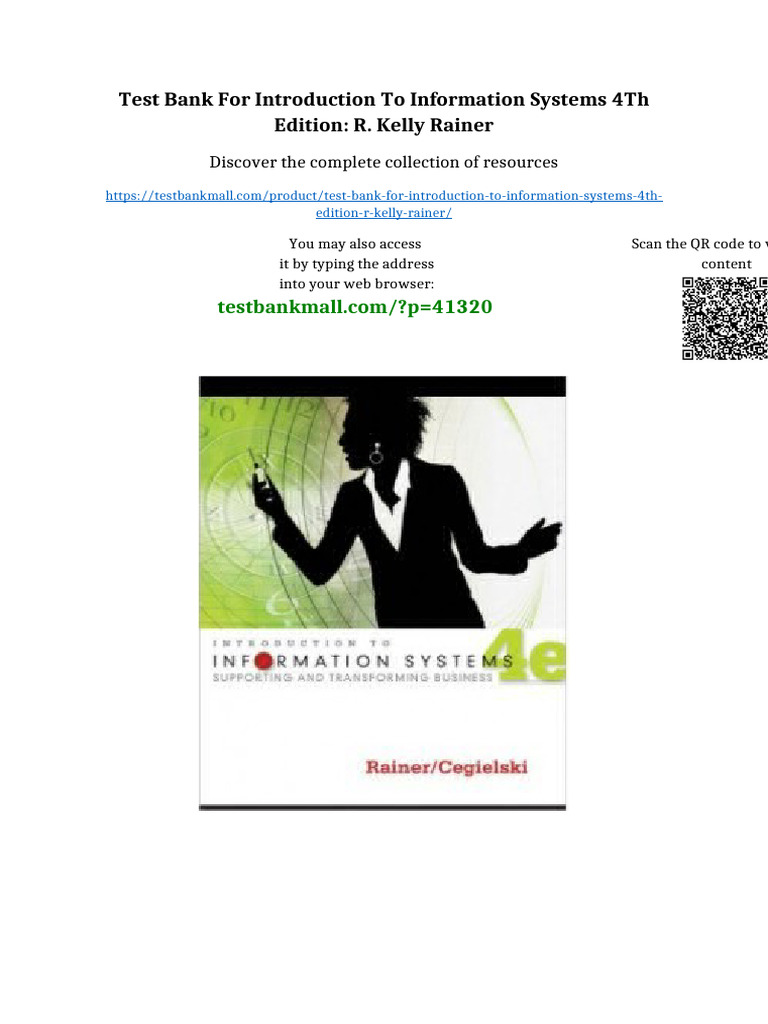 Test Bank for Introduction to Information Systems 4th Edition: R. Kelly ...