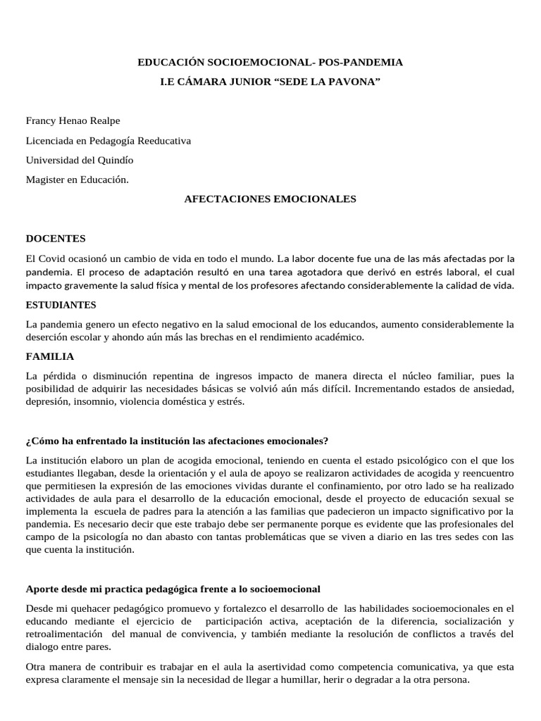 Actividad de La Fase 1educación Socio-Emocional | PDF | Las emociones ...