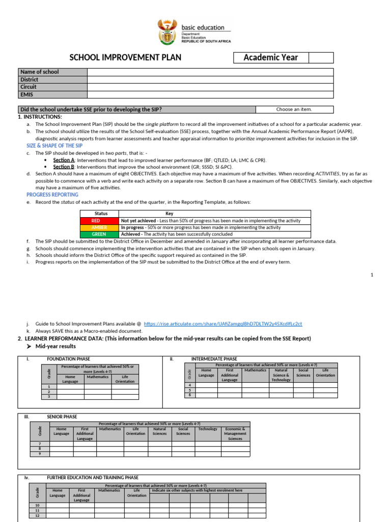 APPROVED DBE SIP Template - Docm | PDF | Learning