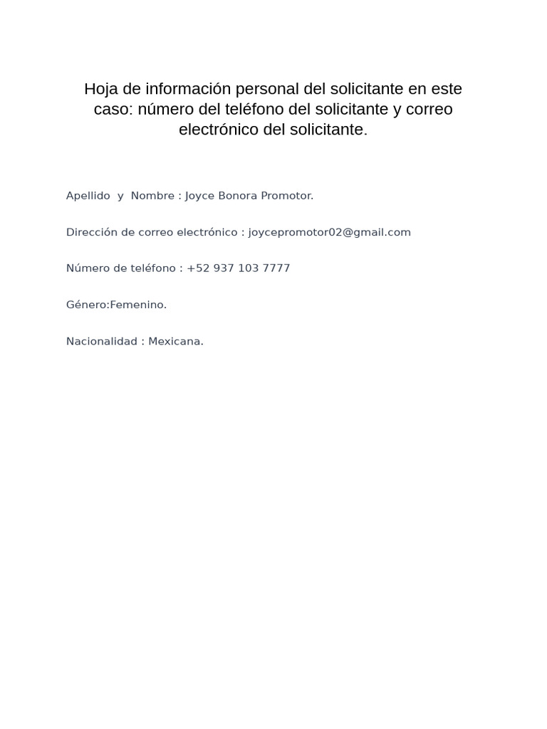 Hoja de Informacion Personal | PDF