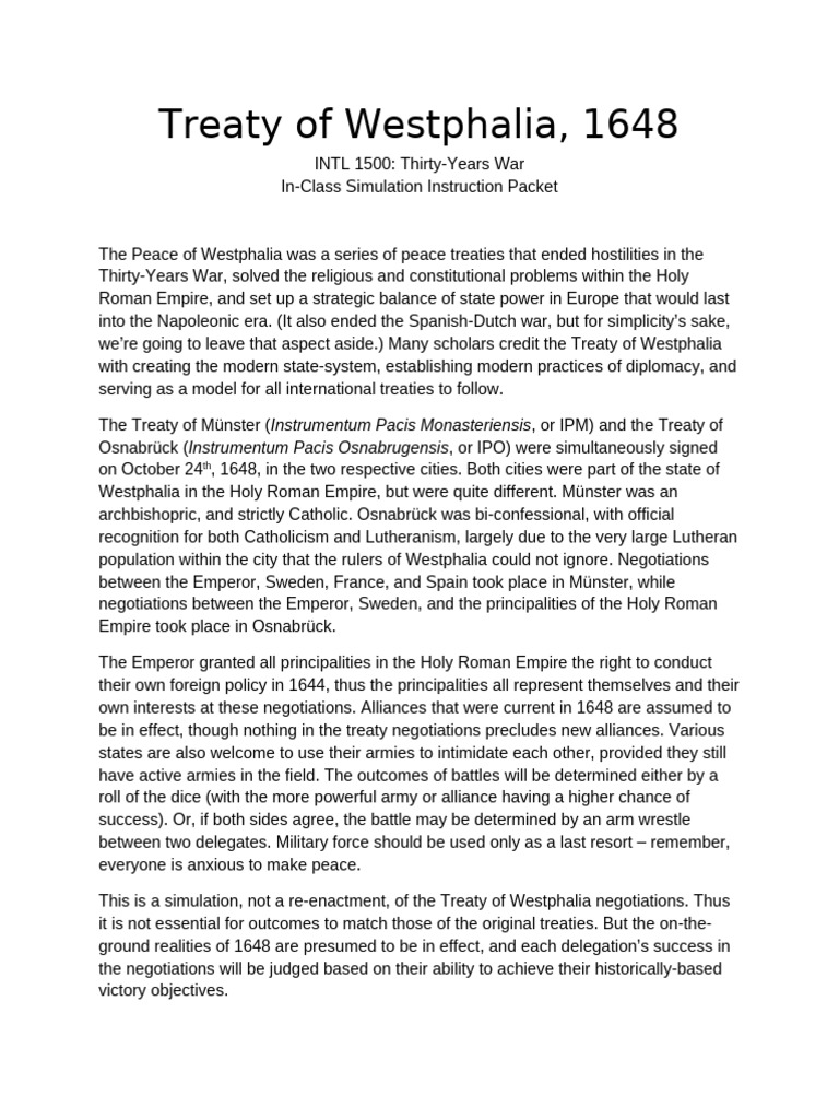 Treaty of Westphalia Background | PDF | International Relations ...