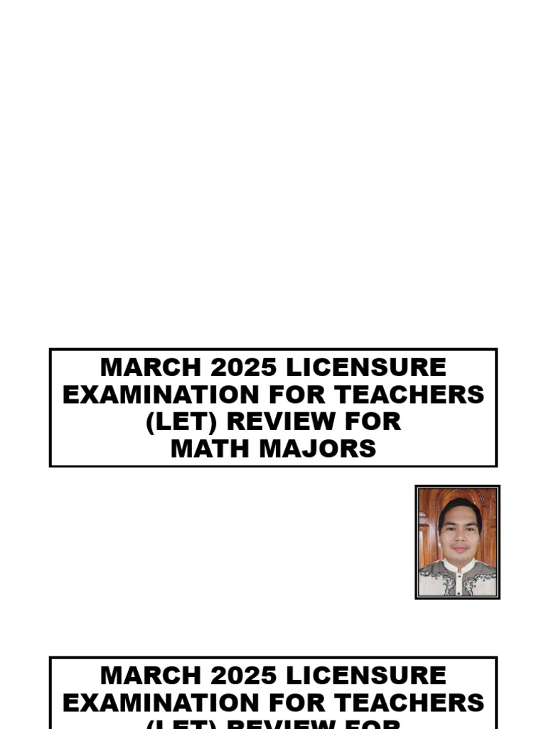 6 March 2025 Licensure Examination For Teachers (Let) Review For Math ...
