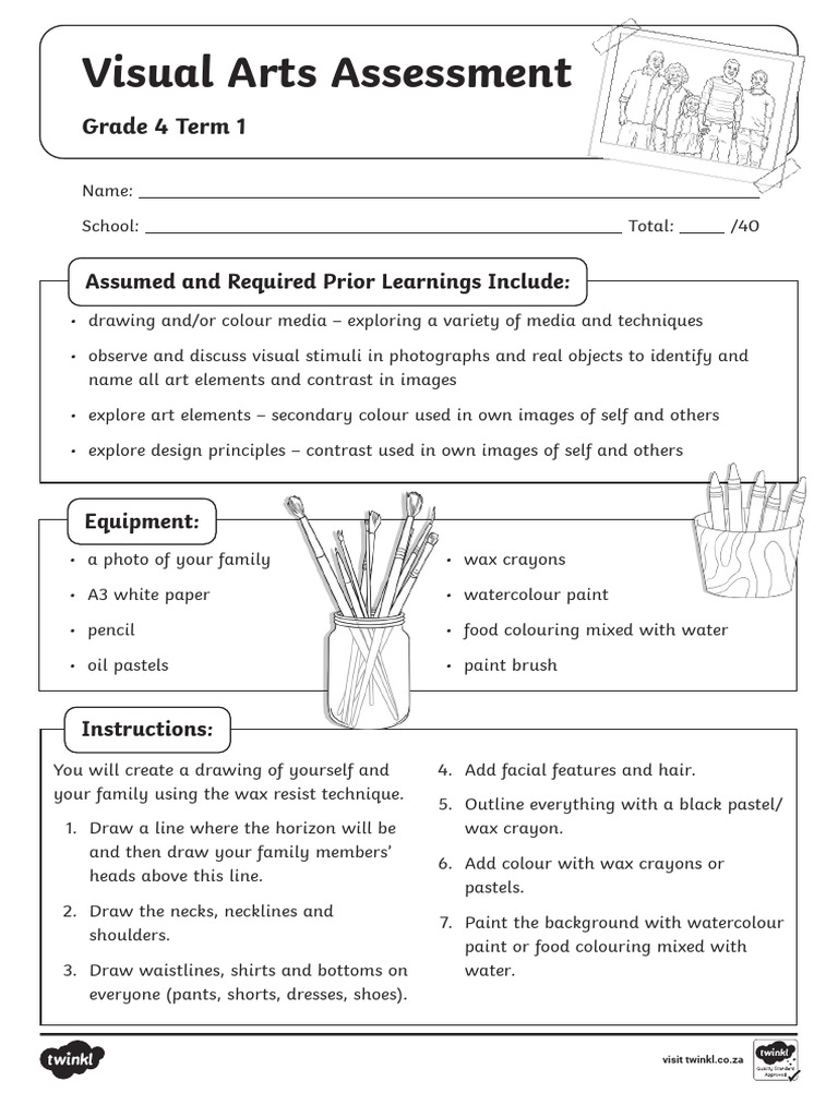 Grade 4 Creative Arts Assessment Term 1 Visual | PDF | Drawing