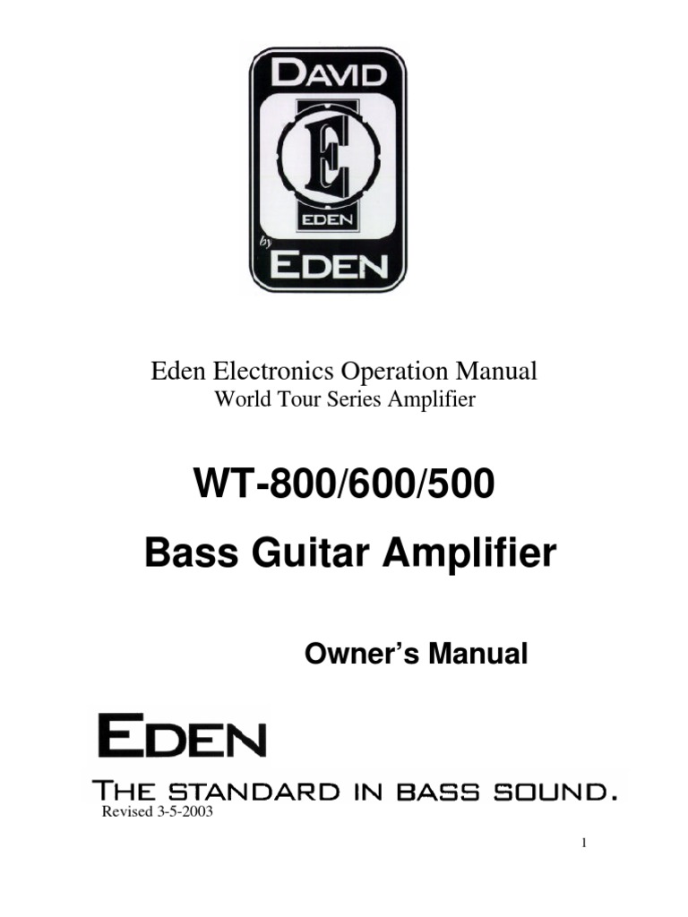 Eden Electronics WT800/600/500 Owners Manual (2003) | PDF ...