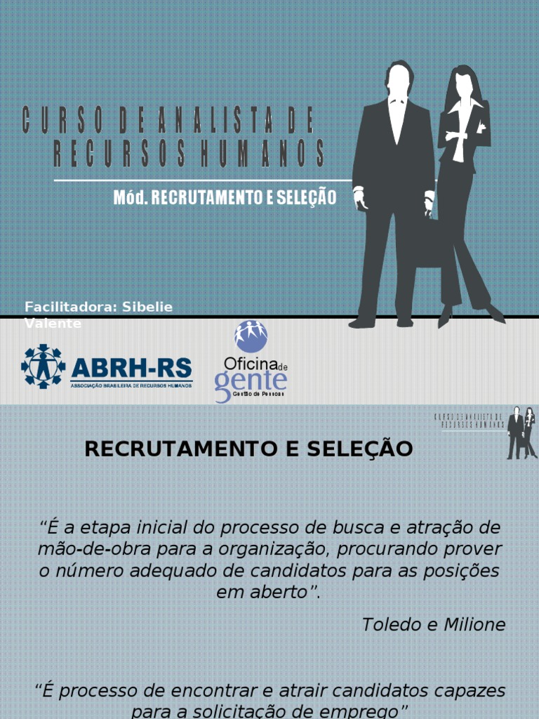 Apresentacao Recrutamento e Selecao | PDF | Recrutamento | Gestão de recursos humanos