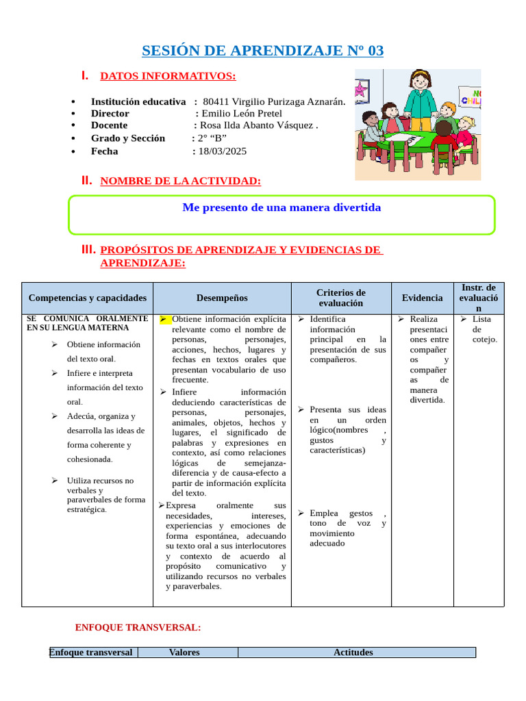 0.3 Me Presento de Una Manera Divertida | PDF | Aprendizaje
