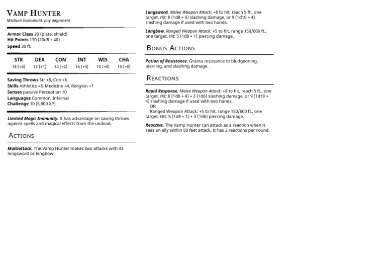 Vamp Hunter | PDF