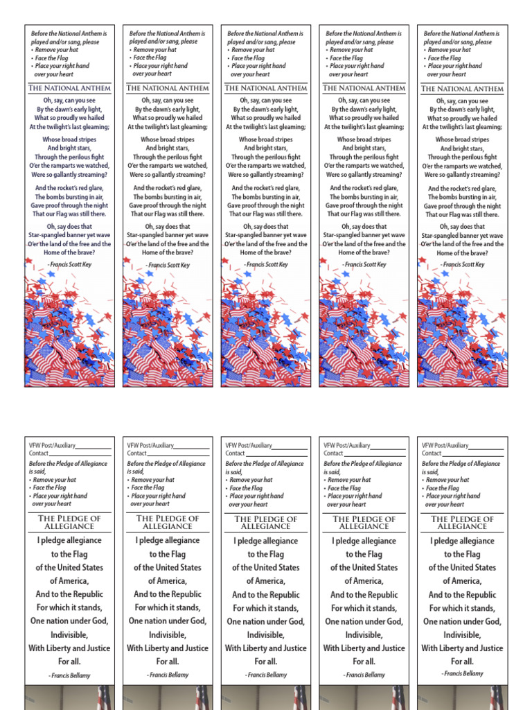 The National Anthem Pledge Bookmarks | PDF | The Star Spangled Banner ...