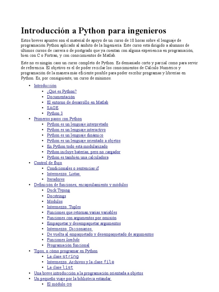 Introduccion A Python para Ingenieros | PDF | Python (lenguaje de ... Introduccion A Python para Ingenieros | PDF | Python (lenguaje de ...