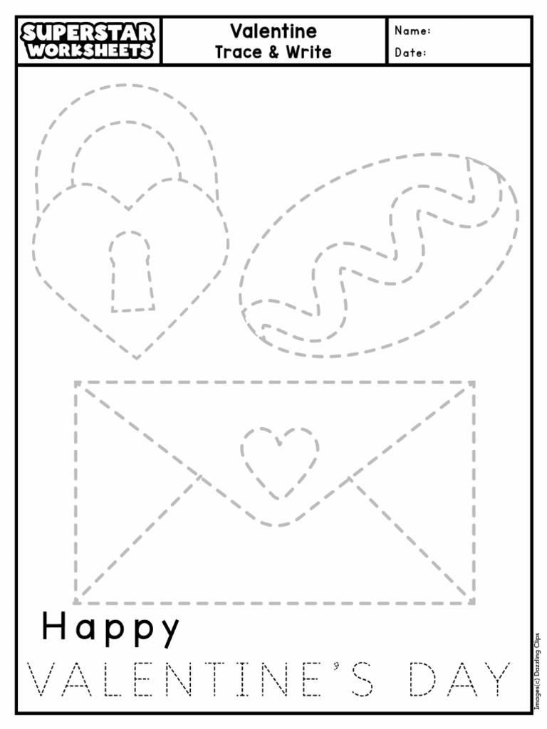 Valentines Day Tracing Worksheet | PDF