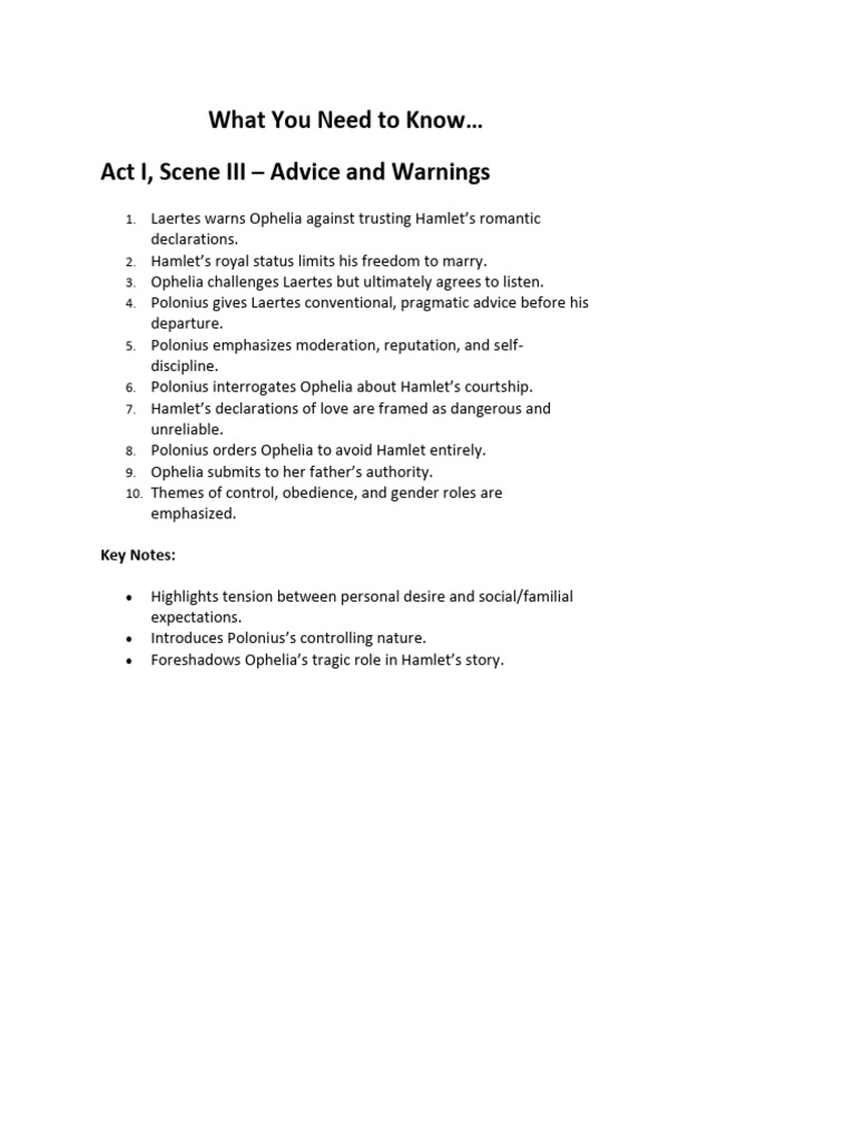 Hamlet Act 1.3 What You Need to Know | PDF