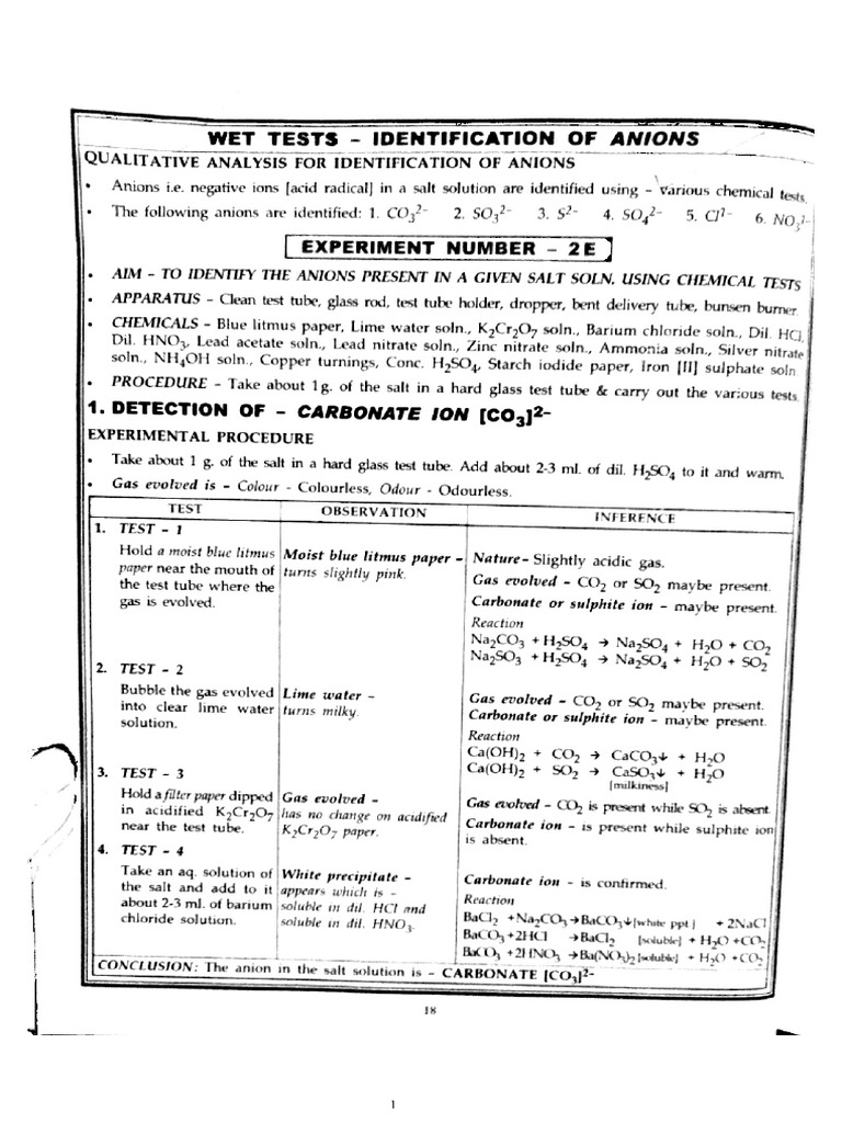 Chemistry (Anions) | PDF