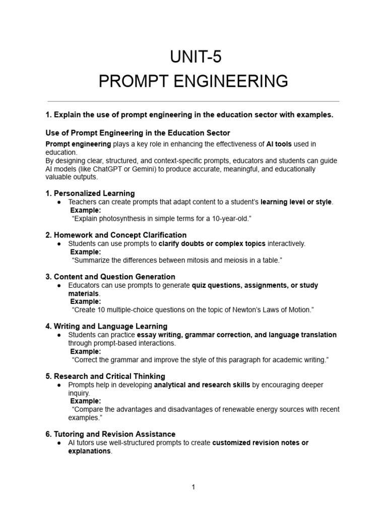Unit-5 Prompt Engineering | PDF