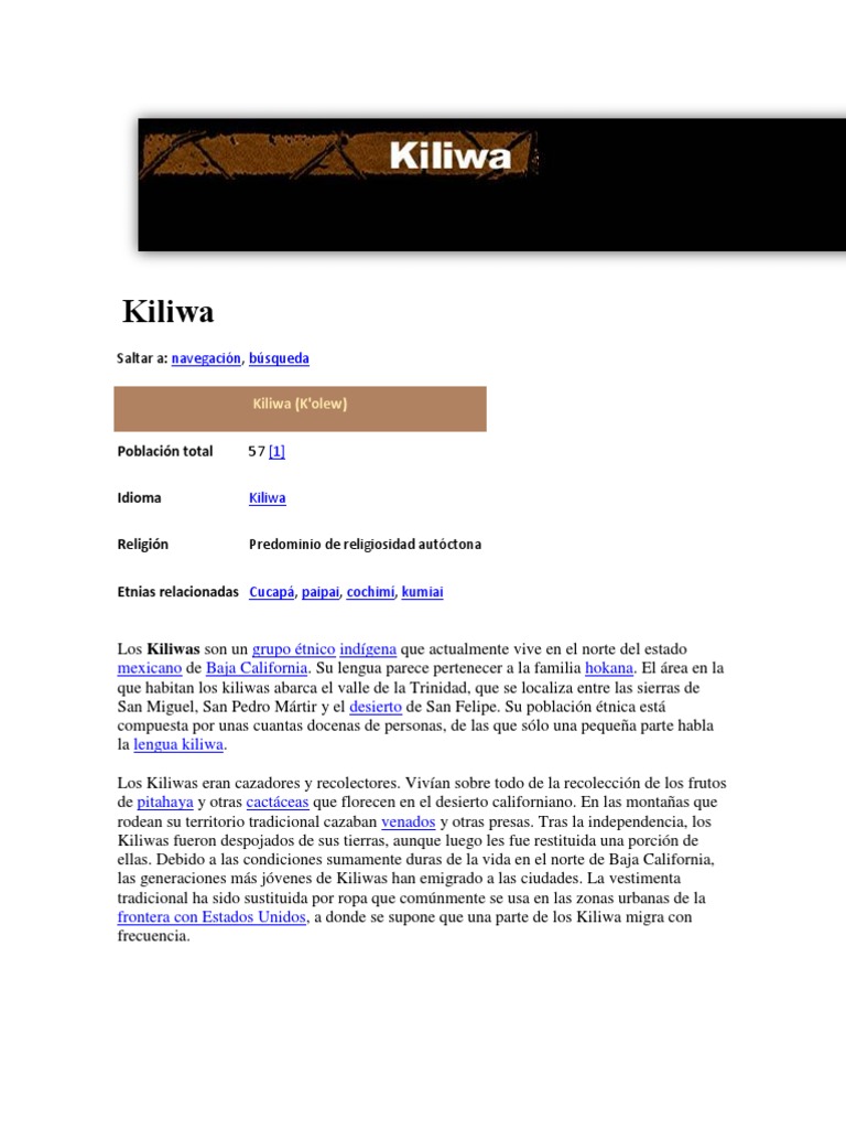 Lengua y cultura del pueblo Kiliwa | PDF | Grupos étnicos ...