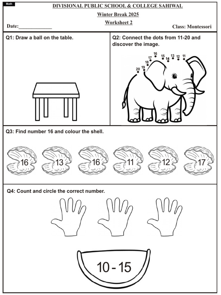 Montessori Math Winter Worksheet 2 | PDF