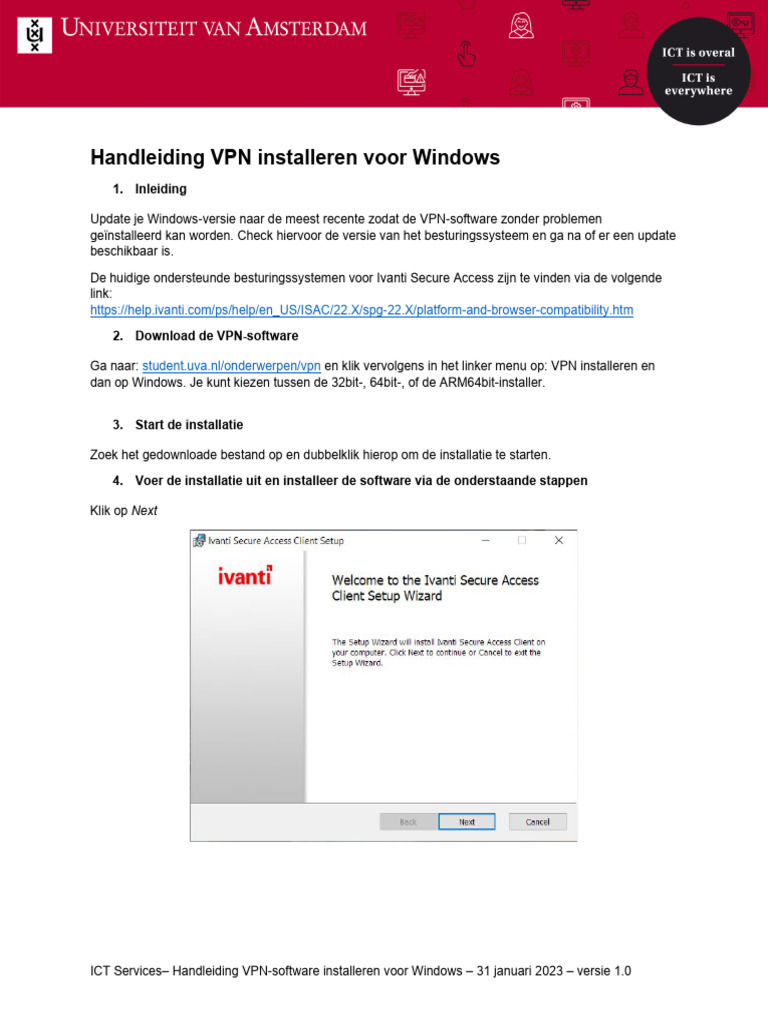 ICTS Handleiding Windows IvantiSecureAccess | PDF
