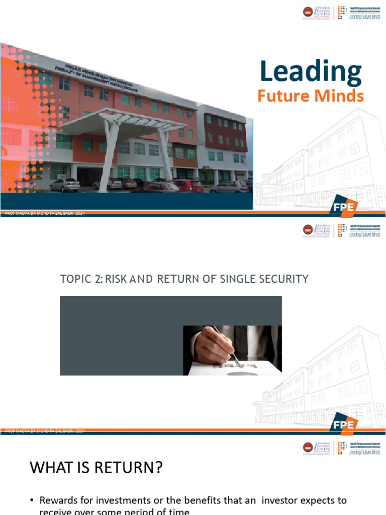 Topic 2 - Risk and Return of Single Security | PDF | Financial Risk ...