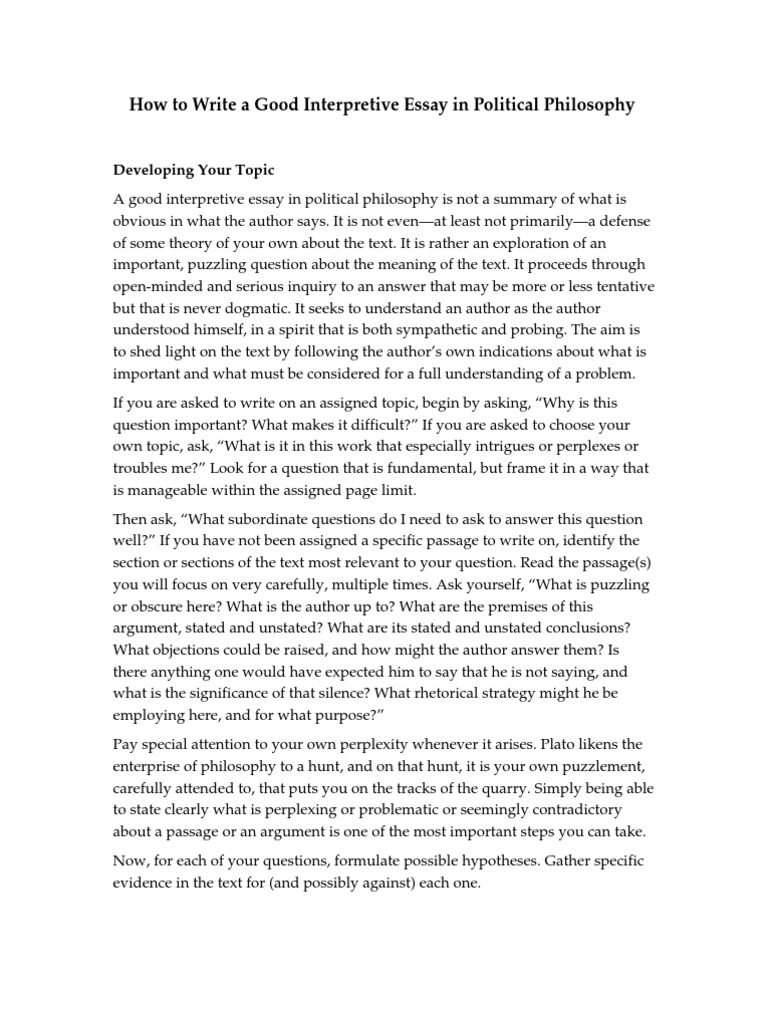 How To Write A Good Interpretive Essay in Political Philosophy | PDF ...