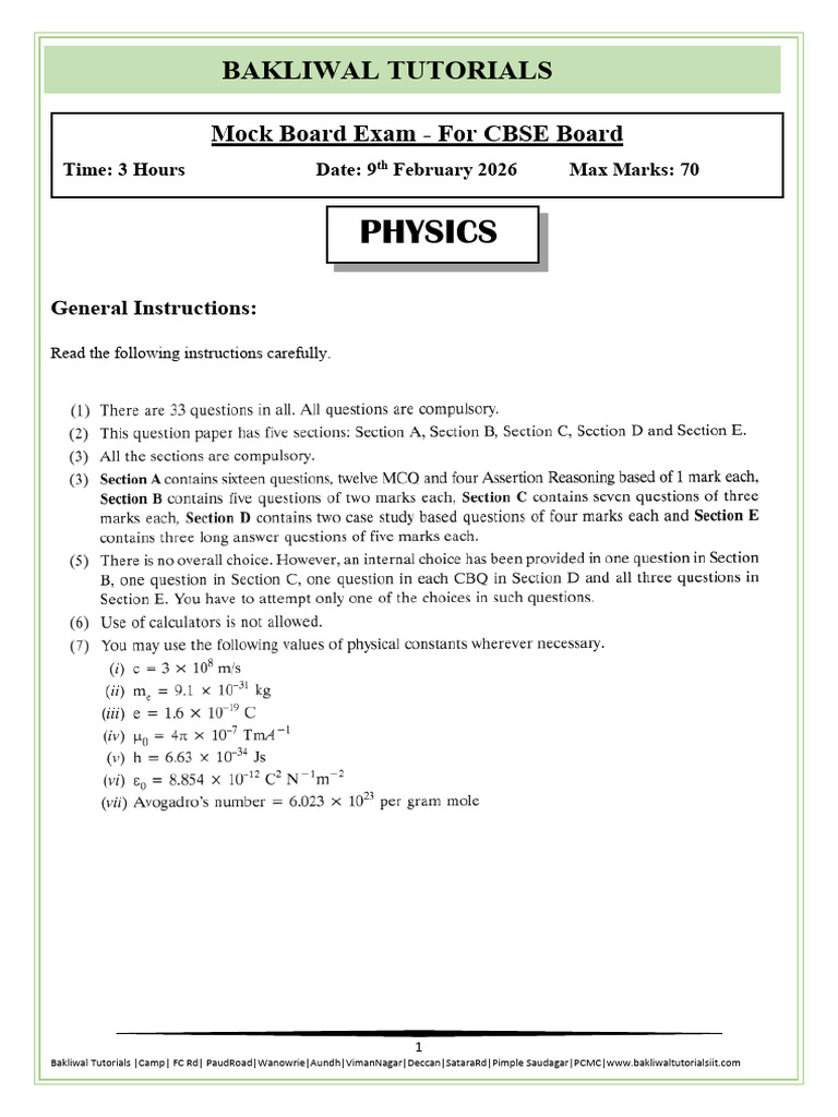 Physics - Cbse Board | PDF | Qualifications | Educational Assessment ...