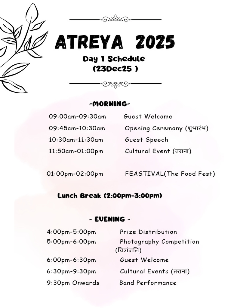 Atreya 2025 Schedule | PDF