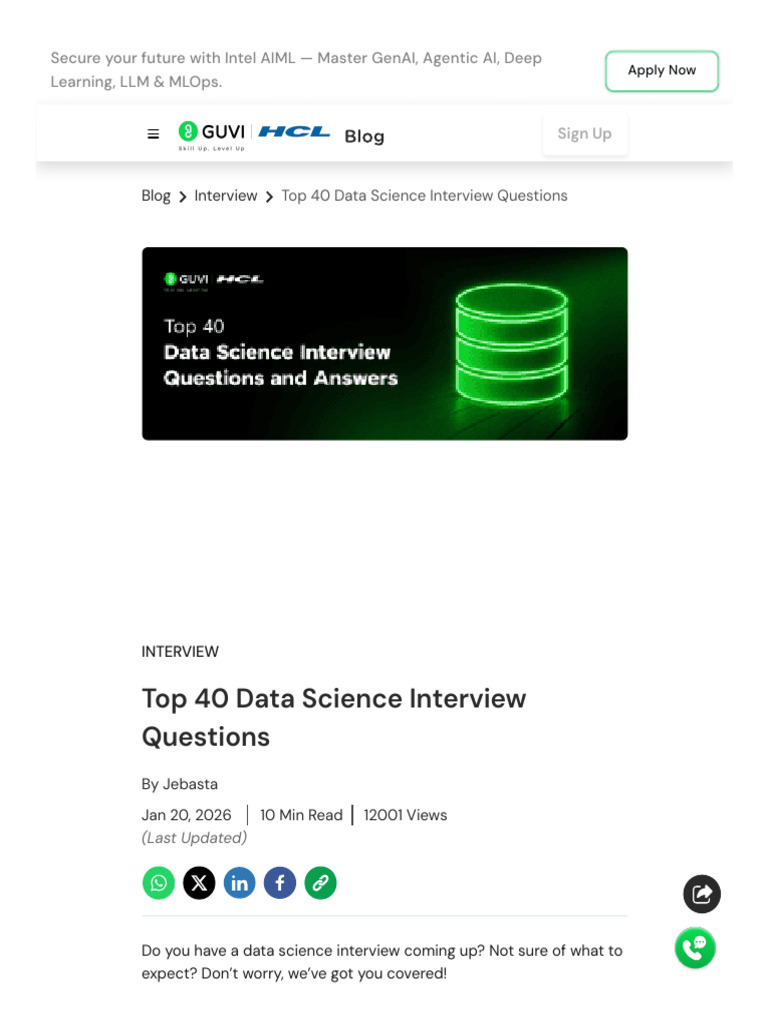 Guvi 40 Most Asked Data Science Interview Questions & Answers 2026 ...
