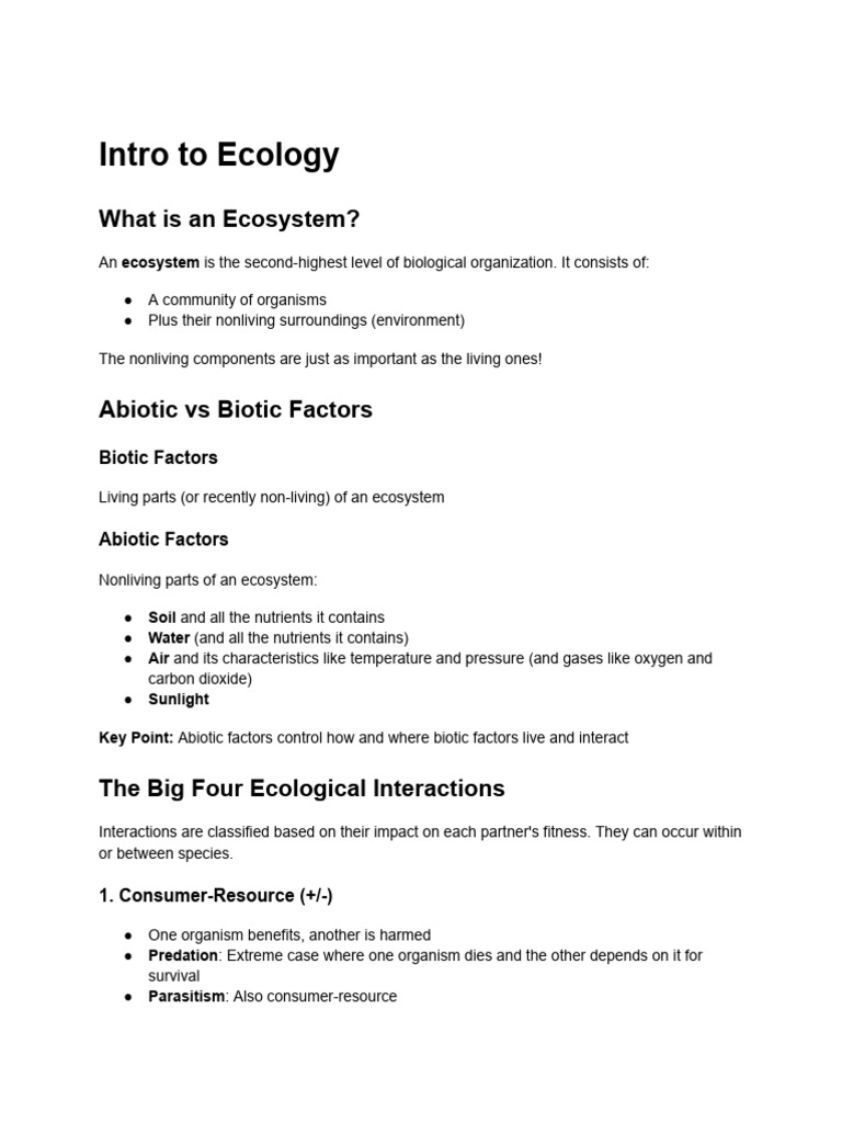 Intro To Ecology | PDF | Ecosystem | Ecology