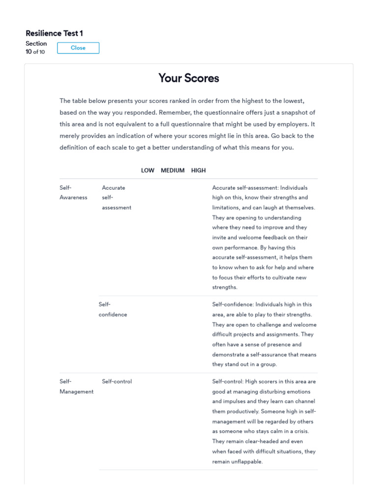Personality Test - Resilience | PDF | Emotional Intelligence | Empathy