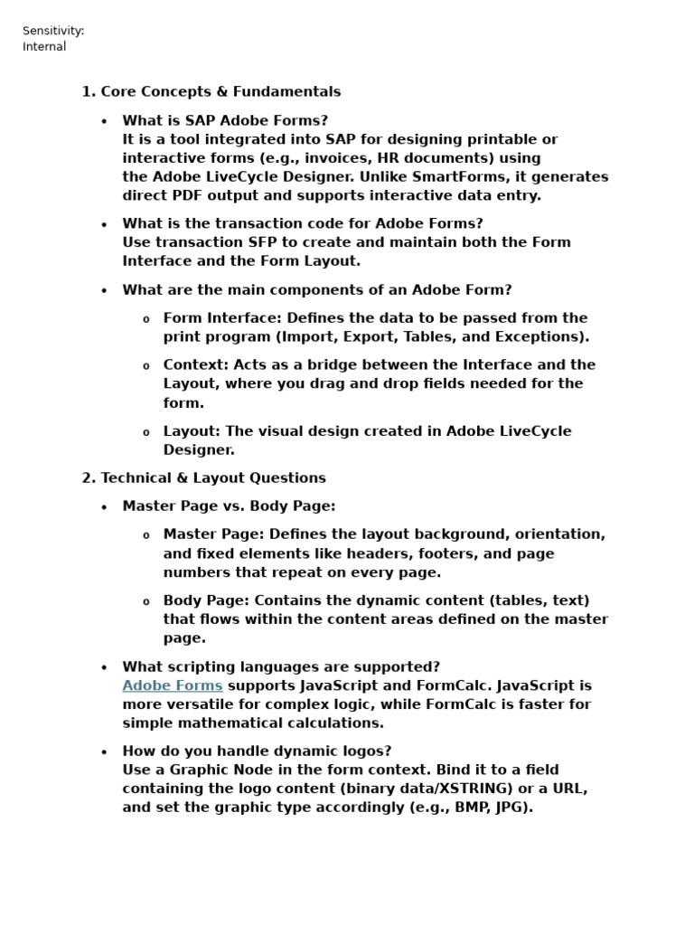 Adobe Forms Interview Questions | PDF | Page Layout | Java Script