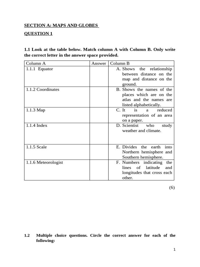 Social Sciences Term 2 Exam | PDF | Geography | Cartography