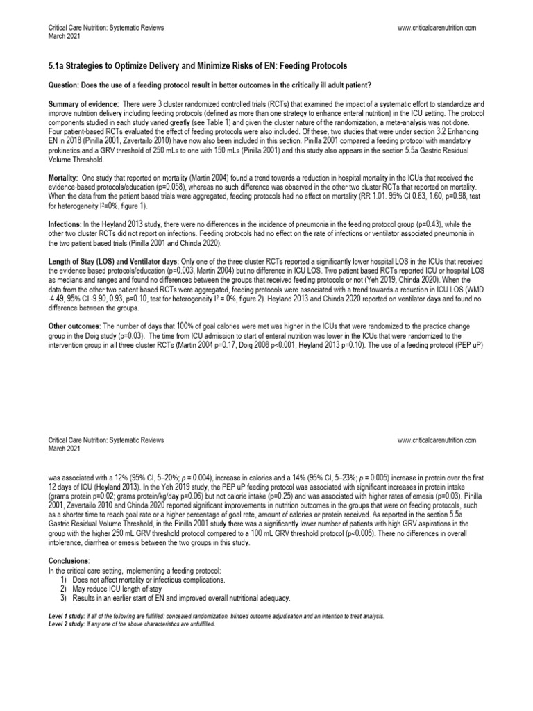 5.1a Feeding Protocol - March2021 | PDF | Intensive Care Unit ...