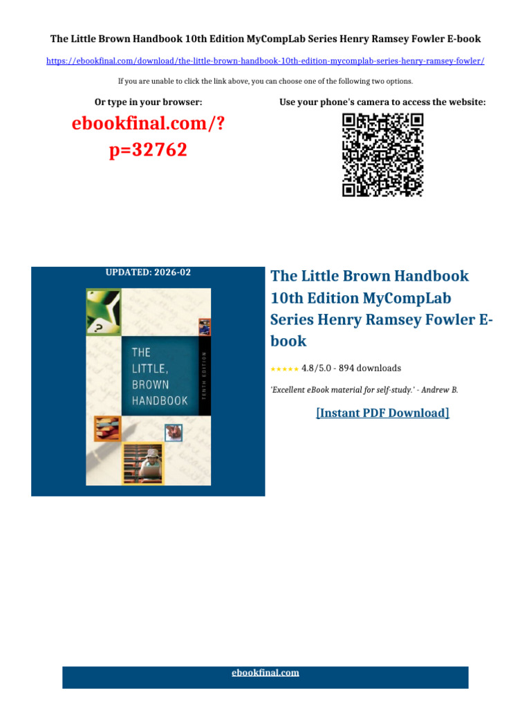 The Little Brown Handbook 10th Edition MyCompLab Series Henry Ramsey ...