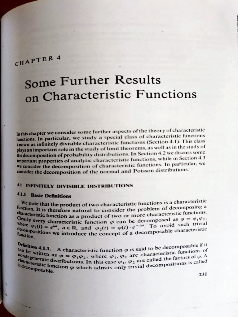 Infinitely Divisible Distributions Onwards - Laha & Rohatgi Textbook | PDF