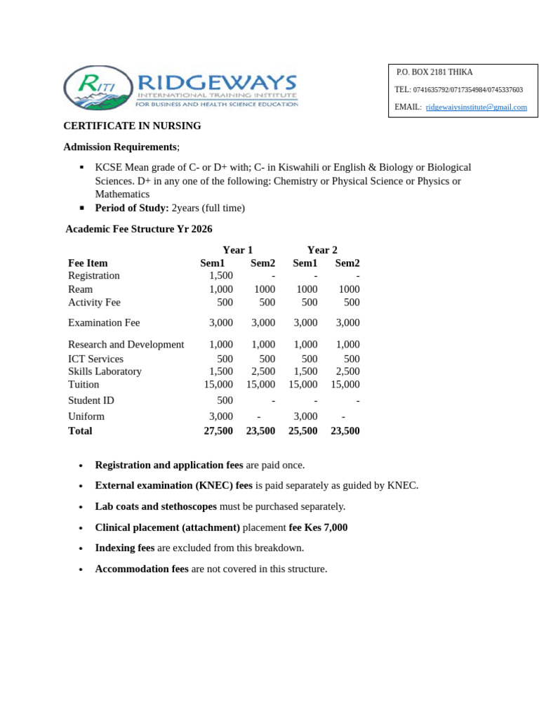 Certificate in Nursing Requirements | PDF