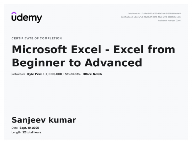 Excel Certificate | PDF