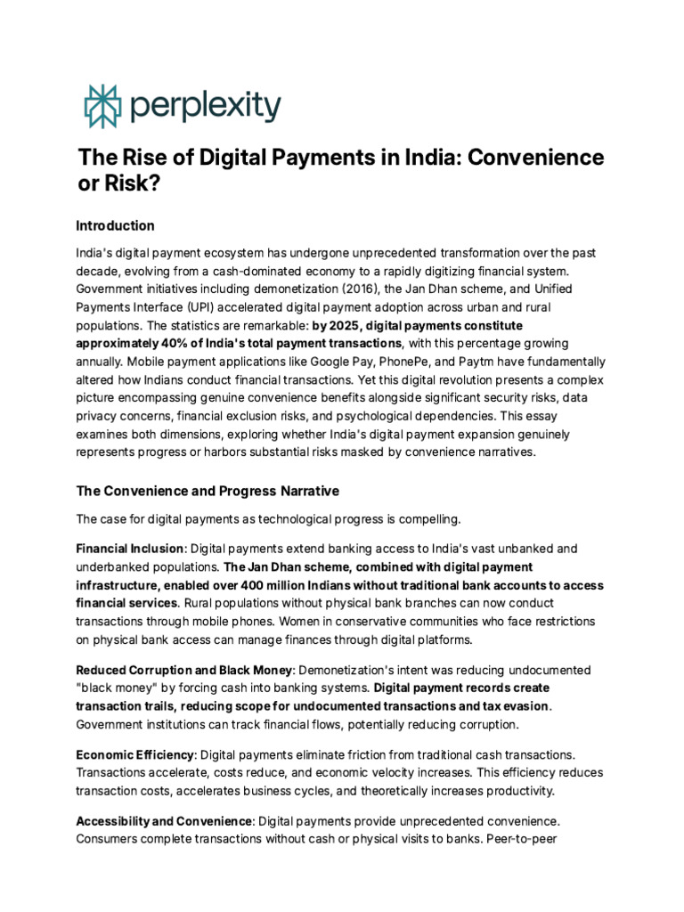 The Rise of Digital Payments in India - Convenience | PDF | Computer ...
