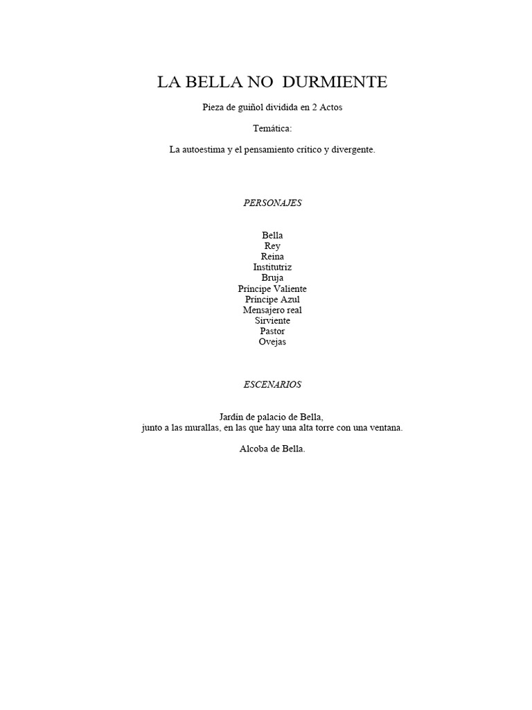 La Bella No Durmiente | PDF